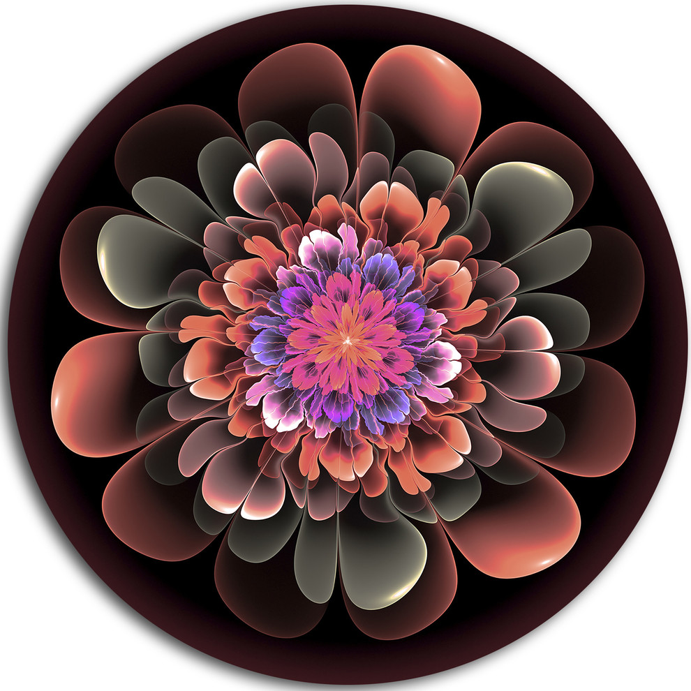 Perfect Fractal Flower In Dark Brown, Floral Disc Metal Artwork ...