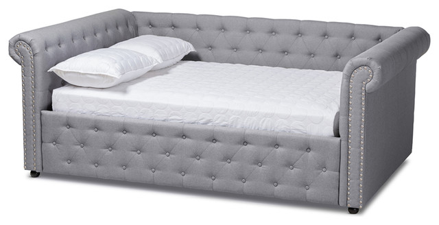 Gray Fabric Upholstered Queen Size Daybed - Transitional - Daybeds - by ...