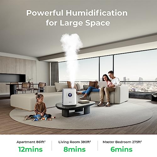 Humidifiers for Bedroom Large Room, 6.5L Top-Fill Warm & Cool 360 ...