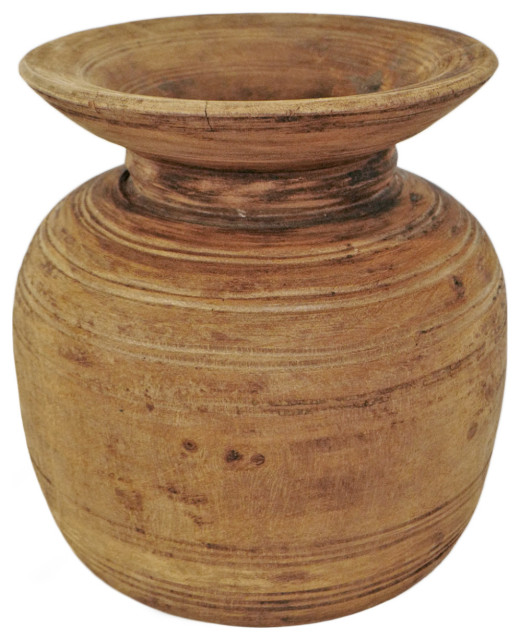 Consigned Old India Wood Pot 24 - Rustic - Indoor Pots And Planters ...