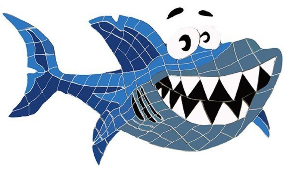 Smiling Shark Ceramic Swimming Pool Mosaic 32", 32" - Beach Style ...