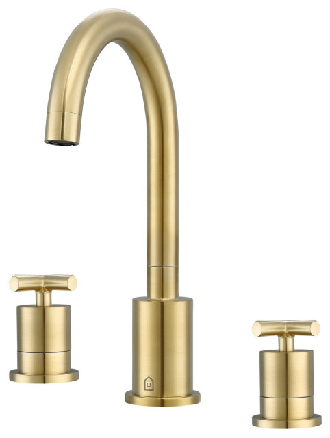 Ava Widespread Cross-Handle 3-Hole Bathroom Faucet in Brushed Champagne ...