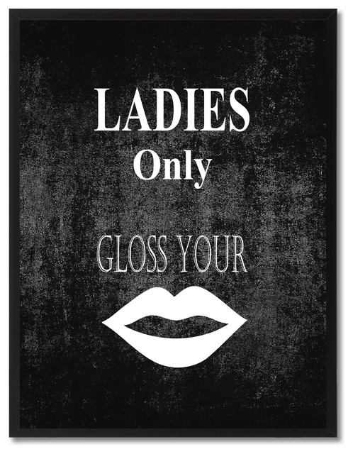 "Ladies Only" Sign Black Print on Canvas with Picture Frame, 13"x17 ...