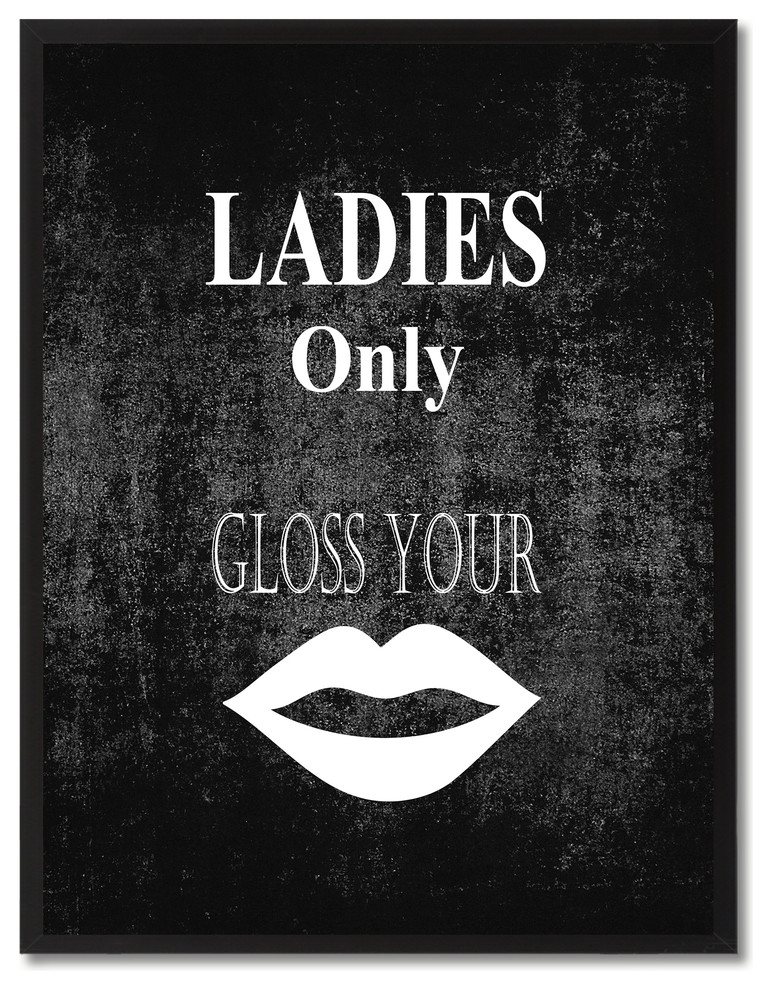 "Ladies Only" Sign Black Print on Canvas with Picture Frame, 13"x17 ...