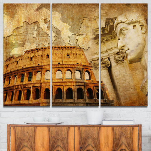 "Great Roman Empire" Digital Collage Canvas Art, 36"x28" 3 Panel ...