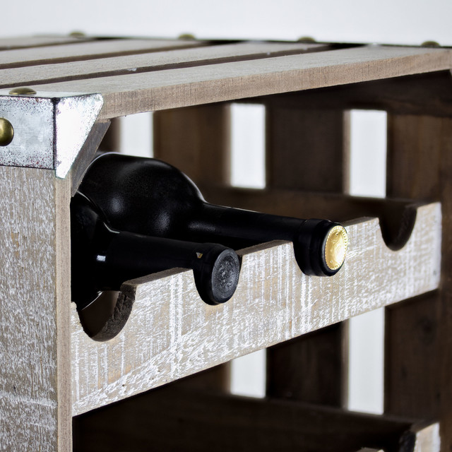 12 Bottle Rustic White Wood Crate Square Wine Rack - Farmhouse - Wine ...