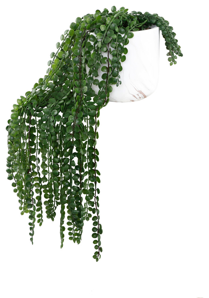 17.5" String Of Peas In 4.75" Marble Gold Finish Cement - Traditional ...