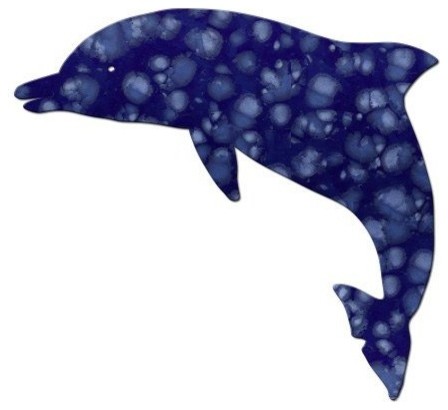 Small Dolphin Ceramic Swimming Pool Mosaic, 6" - Beach Style - Accent ...