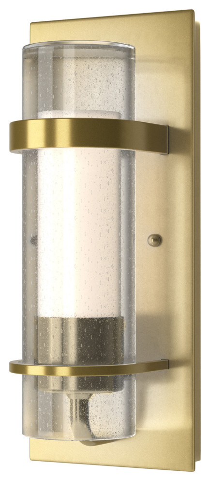 Banded Seeded Glass Indoor Sconce, Modern Brass, Opal and Seeded Glass ...