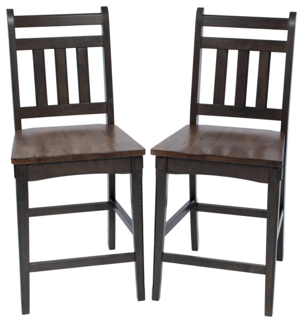 7 Piece Counter-height Solid Wood Dining Set - Transitional - Dining ...