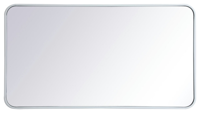 Soft Corner Metal Rectangular Mirror 22X40", White - Contemporary ...