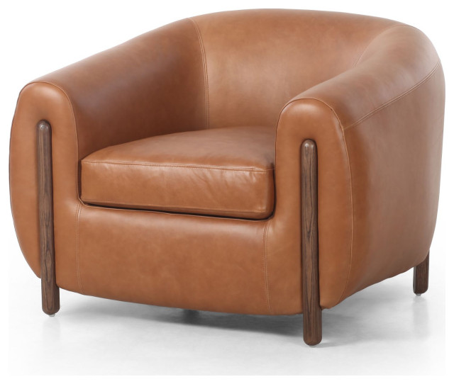 Lyla Valencia Camel Leather Chair - Midcentury - Armchairs And Accent ...