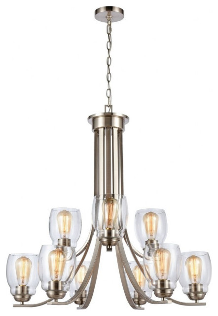 Transitional Nine Light Chandelier-Brushed Nickel Finish - Chandelier ...