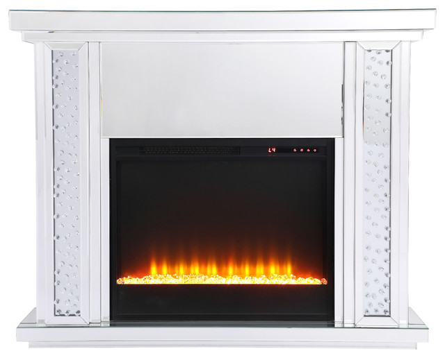 Crystal Mirrored Mantle With Fireplace Insert - Contemporary - Indoor ...
