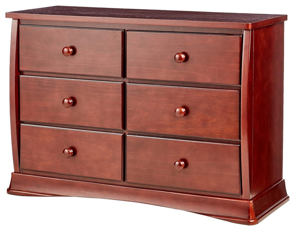 Sleek Black Cherry Espresso Dresser with Six Drawers and Round Pull ...
