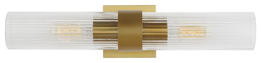 Geneva Linear Wall Sconce, 2-Light, Burnished Brass, Clear Shade, 20 ...