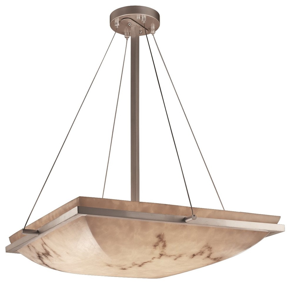 Justice Designs LumenAria 24" Square Pendant Bowl w/Ring - Brushed ...