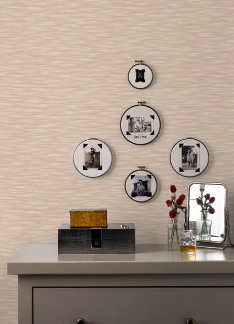 Benson Coral Variegated Stripe Wallpaper, Swatch - Contemporary ...