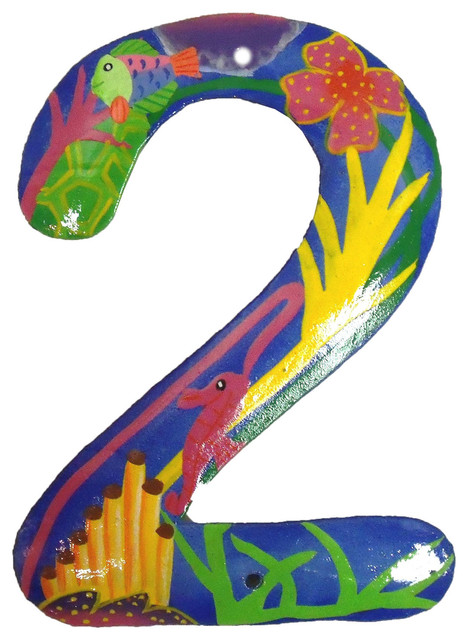 Tropical Reef Address House Number Haitian Metal Art Number 2 - Beach ...