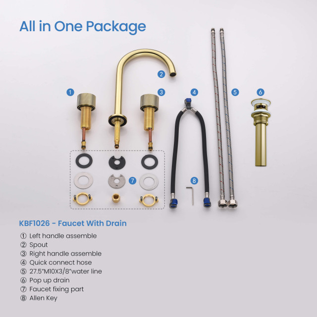 Circular X 8" Bathroom Sink Widespread Faucet with Drain Assembly ...