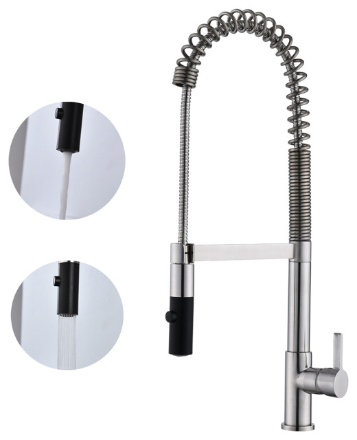 Single Handle Deck Mounted Spring Neck Pull Down Kitchen Faucet with ...