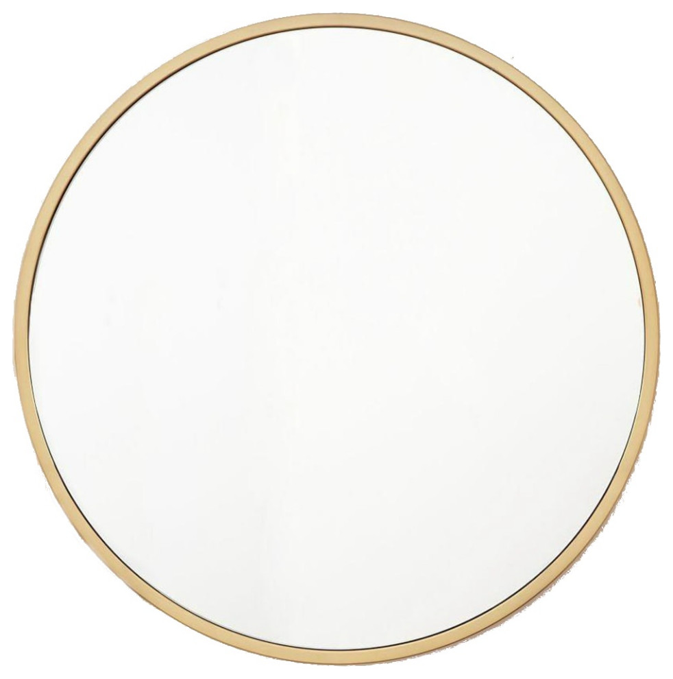 Round Large Gold Mirror - Contemporary - Wall Mirrors - by AFB Decor ...