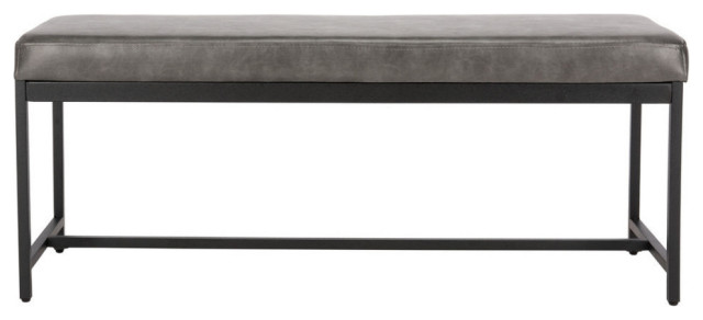 Barry Faux Leather Bench, Gray - Modern - Accent And Storage Benches ...