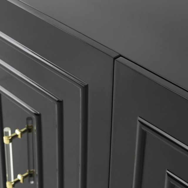 Famke Black Lacquer Buffet, Dining Cabinet Glamorous Regency Sideboard ...