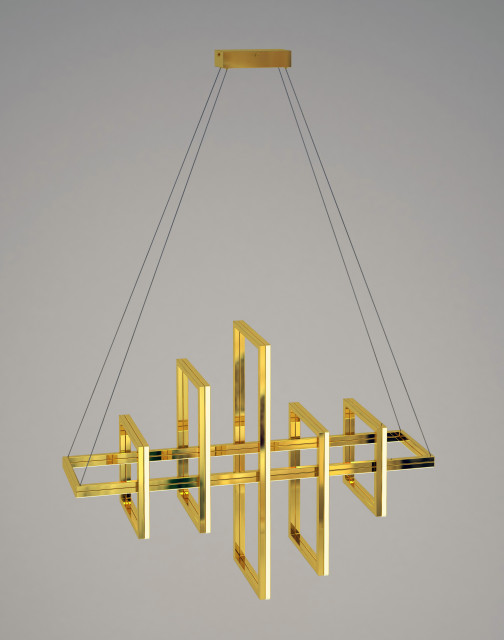 Gold Stainless Steel Geometric LED Light Fixture - Modern - Kitchen ...