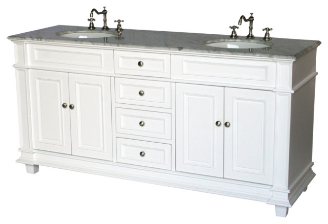 72" Traditional Style Double Sink Bathroom Vanity Model 2503-WT ...
