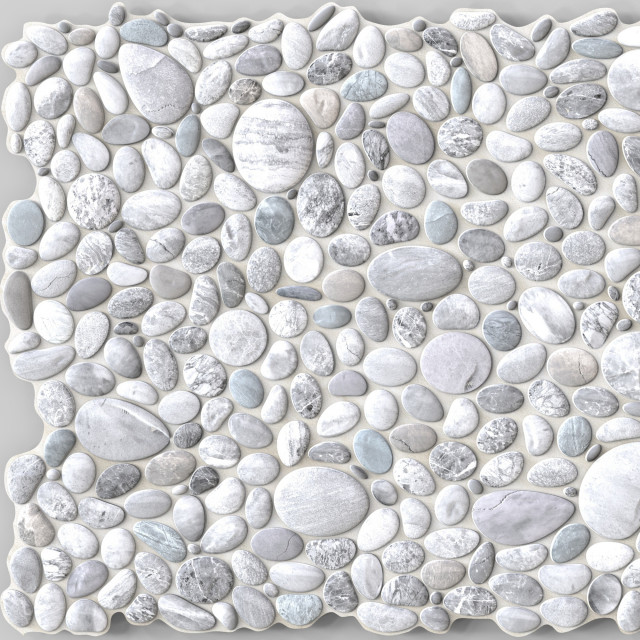 White Grey Pebbles 3D Wall Panels - Beach Style - Wall Panels - by ...