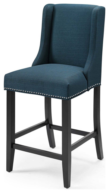 Counter Stool Chair, Fabric, Wood, Navy Blue, Modern, Bar Cafe Bistro ...
