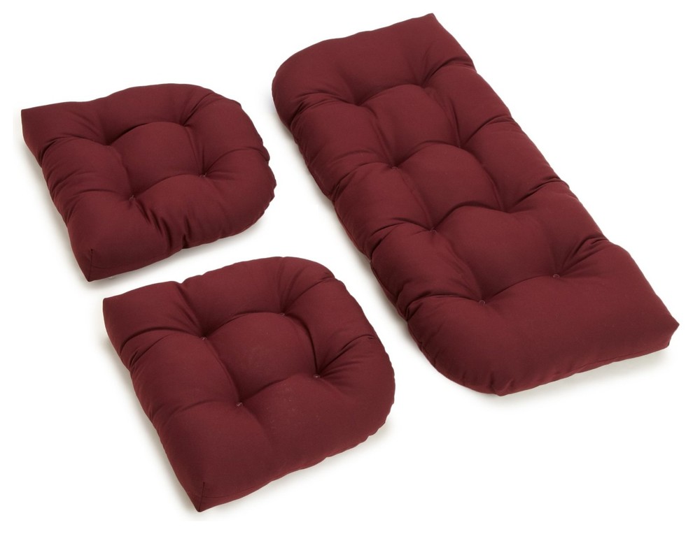 U-Shaped Twill Tufted Settee Cushion Set, Set of 3 - Contemporary ...