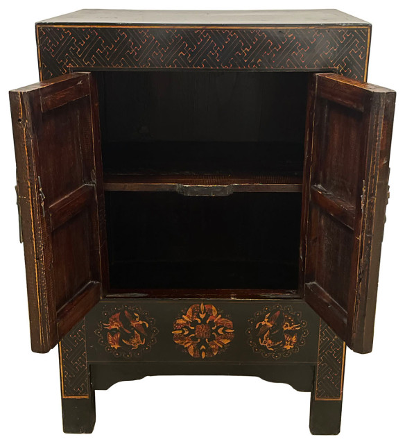 Conisgned Vintage Chinese Painted Dragon Night Stand/End Table - Asian ...