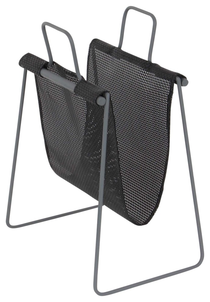 Contemporary Iron Framed Fabric Mesh Magazine Holder - Transitional ...