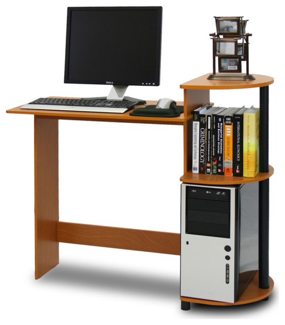 Compact Computer Desk, Light Cherry/Black - Contemporary - Desks And ...