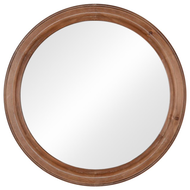 Decorative Round Brown Wooden Mirror - Transitional - Wall Mirrors - by ...
