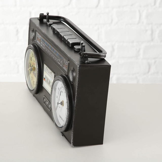 Boom-Box Clock With Thermometer, 13.75 Inches - Industrial - Desk And ...