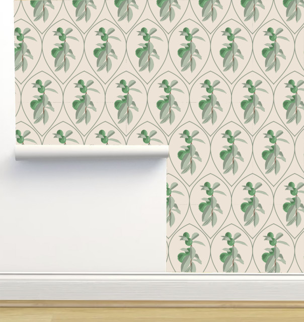 Damask Lyme Light Wallpaper by Monor Designs, Sample 12"x8" - Contemporary - Wallpaper - by ...