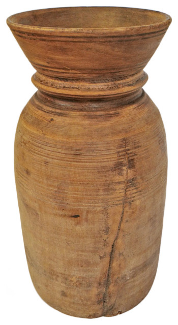 Consigned Old India Wood Pot 5 - Rustic - Indoor Pots And Planters - by ...