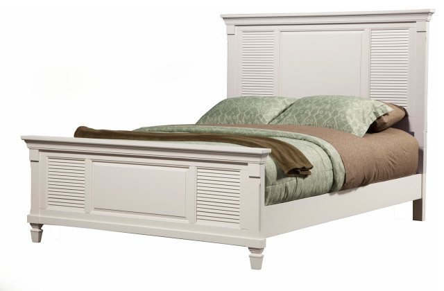 Winchester Queen Shutter Pannel Bed, White - Beach Style - Panel Beds ...