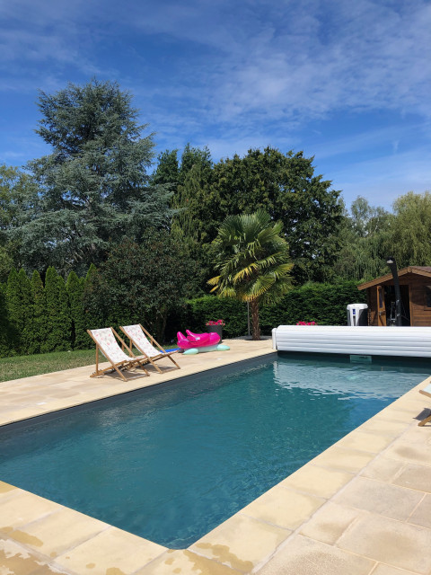 Pool Staging piscine extérieur liner gris anthracite - Pool - Paris ...