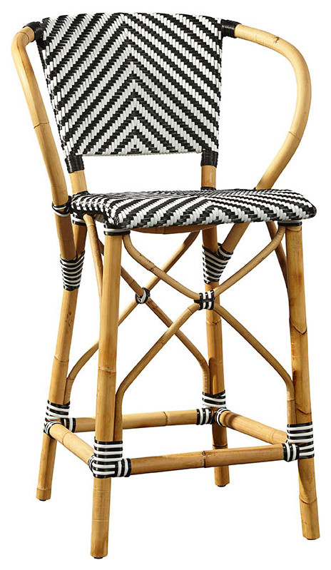 Monaco Twill Wicker Counter Stool - Tropical - Bar Stools And Counter ...