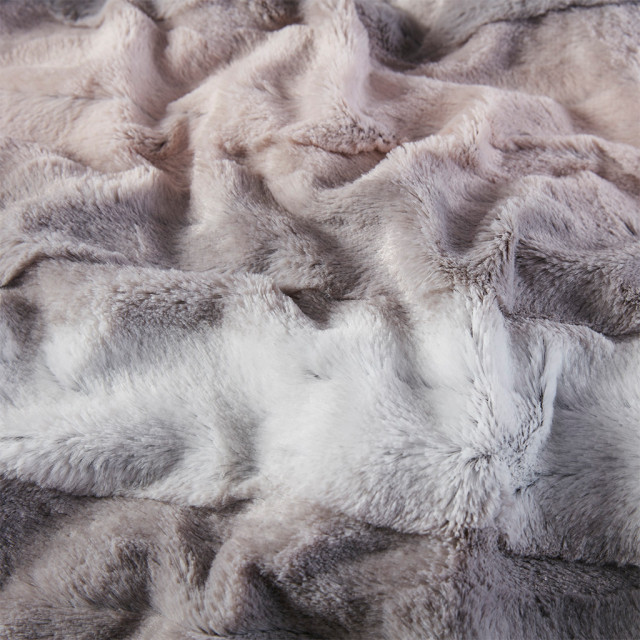 Madison Park Zuri Oversized Faux Fur Throw, Blush/Grey - Contemporary ...