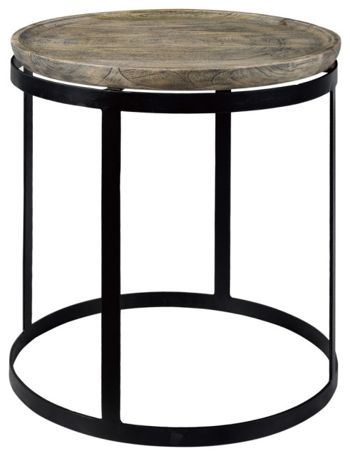 Bengal Manor Mango Wood and Metal Round End Table - Rustic - Side ...