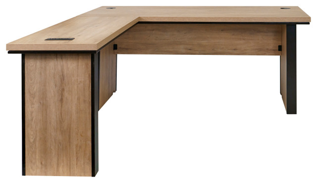 Contemporary 72" Wood Laminate Office Desk With Return Light Brown ...