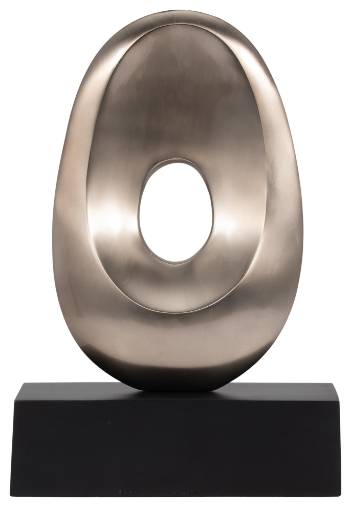 18", Metal Oval Sculpture, Slvr/Black, 12x4x18 inches - Contemporary ...