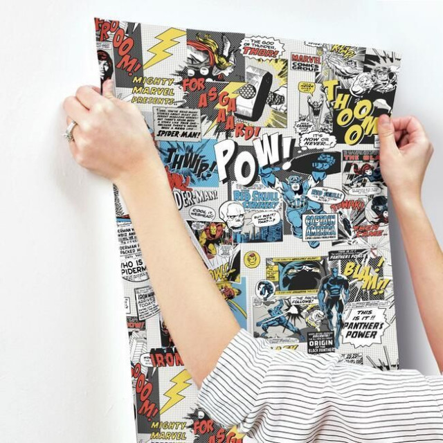 Wallpaper Marvel Comics Pow Unpasted Primary, 21 Inc X 33 Ft Roll ...
