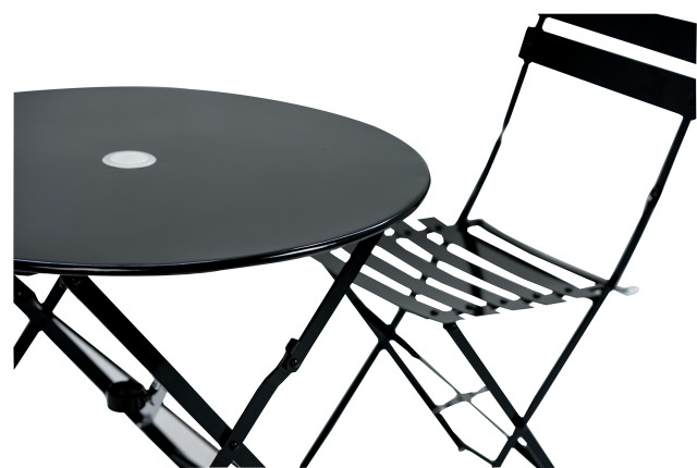 30" Round Bistro Table Set, Black - Transitional - Outdoor Pub And ...