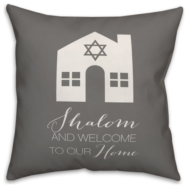Shalom and Welcome to our Home Throw Pillow, 18x18 - Contemporary ...